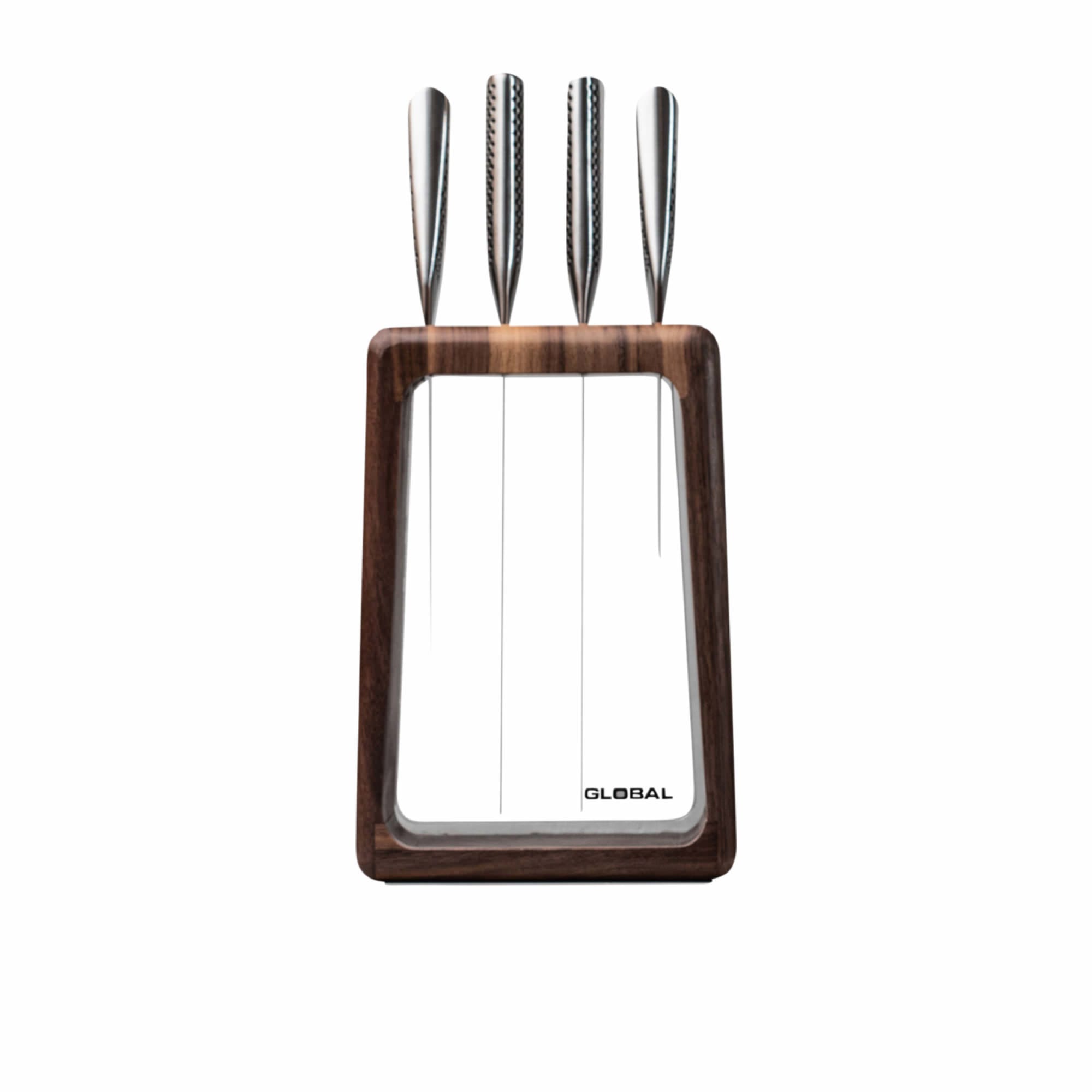 Global Hashira 5pc Knife Block Set Walnut | Kitchen Warehouse™