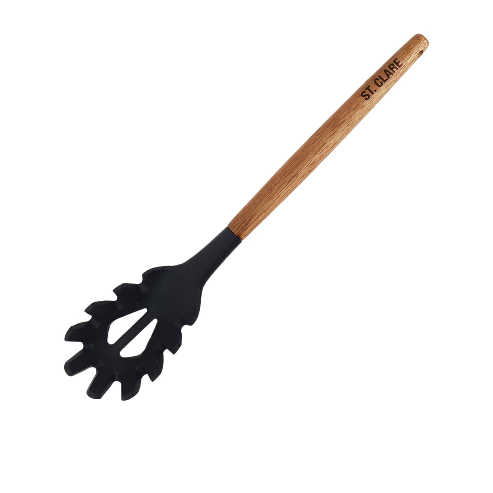 St. Clare Silicone Spaghetti Spoon w/ Acacia Handle Black | Kitchen ...
